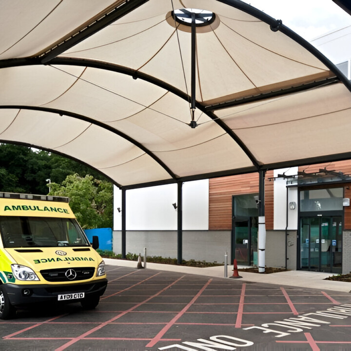 Lister Hospital Tensile Fabric Entrance Canopies - Fabric Architecture